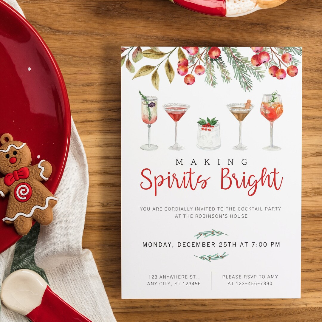 Making Spirits Bright Invitation Invitation à une fête de - Etsy France