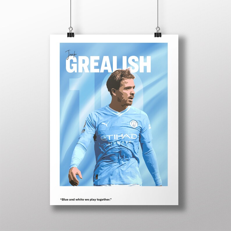 Jack Grealish 2023/24 Manchester City Poster Digital Poster Digital Art ...