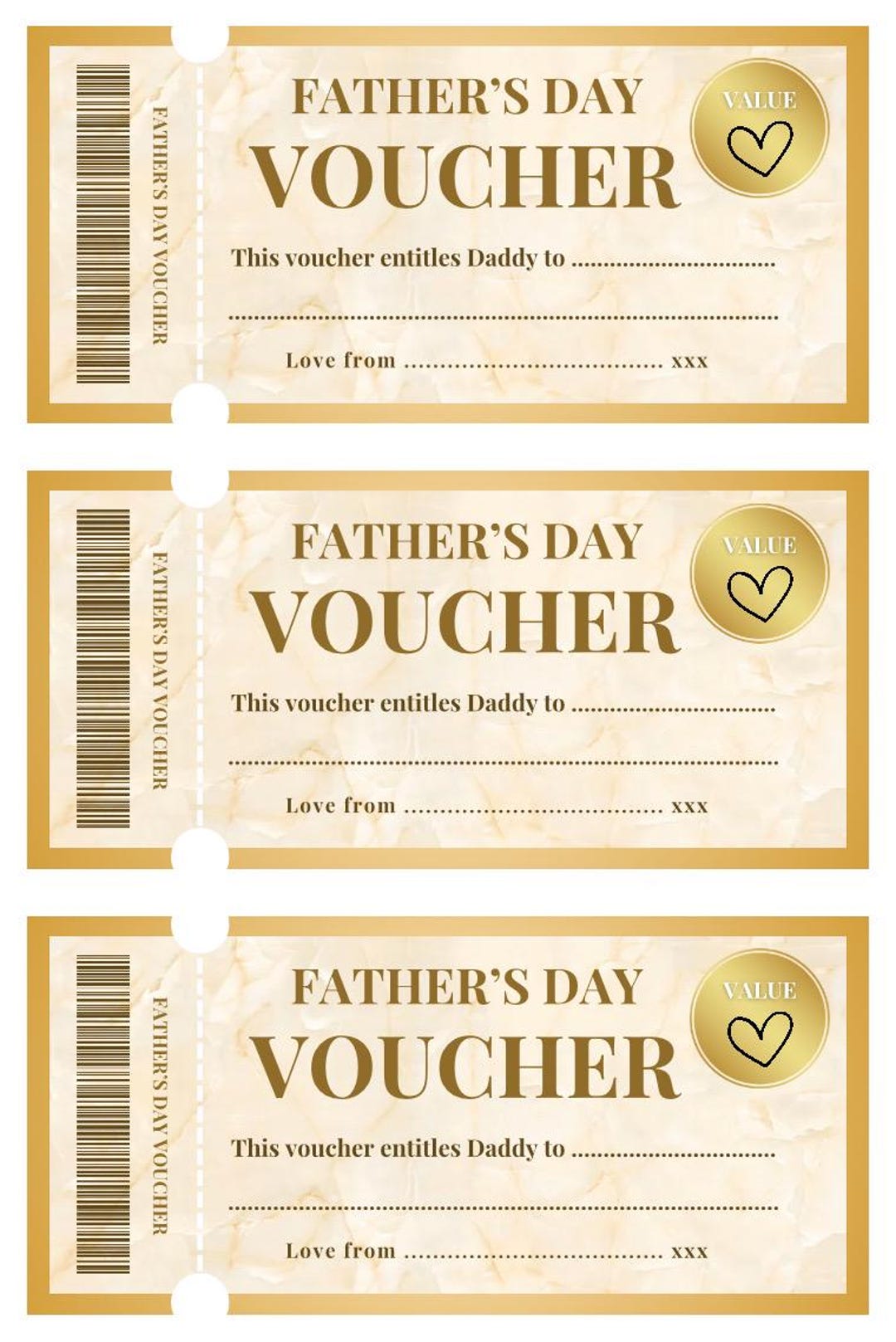 Father's Day Voucher - Downloadable A4 PDF Document - Etsy