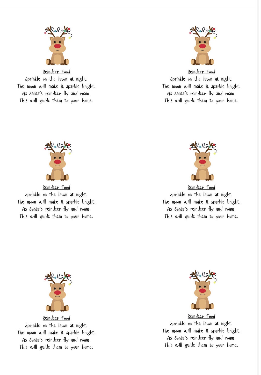 Reindeer Food Sticker Download and Print at Home - Etsy