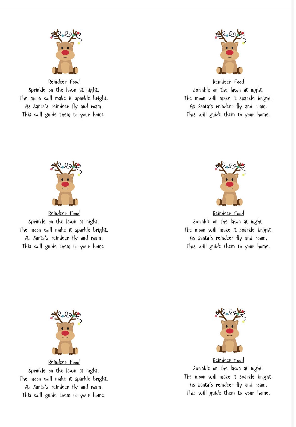 Reindeer Food Sticker Download and Print at Home - Etsy