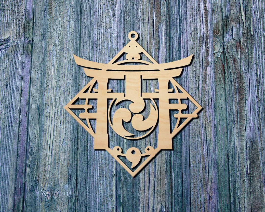 Inazuma Symbol Ornament | Wood Decor | Genshin Impact Inspired | Fan ...
