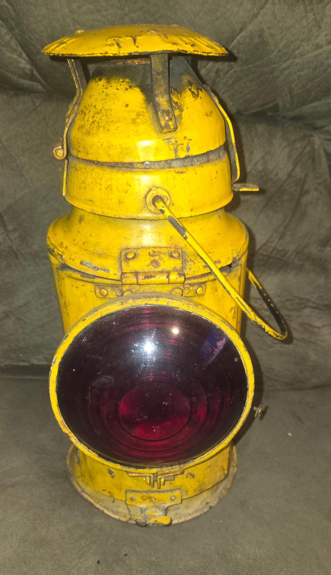 Handlan St. Louis Antique Railroad Lantern Red Glass Lens Yellow Rare ...