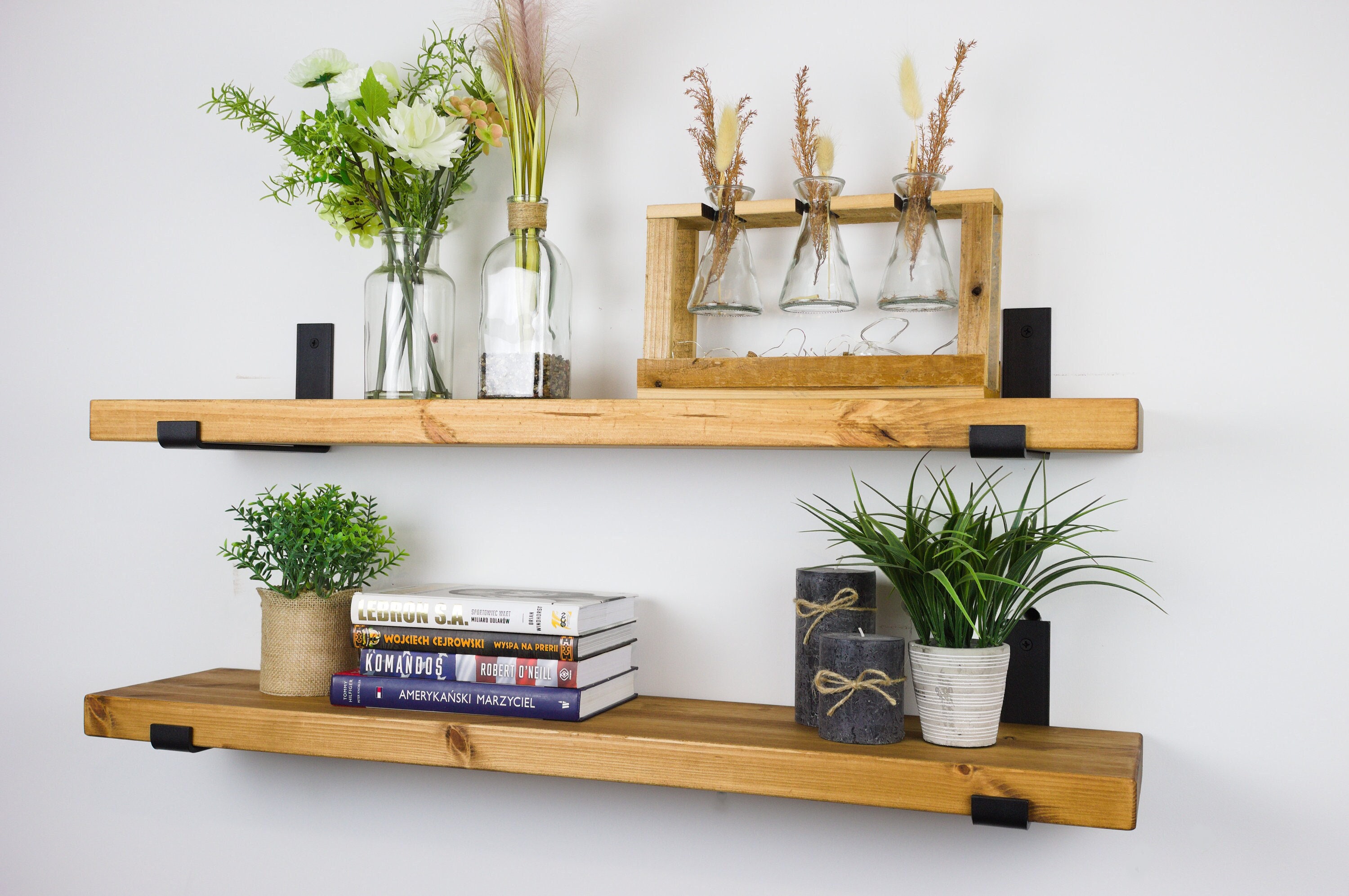 RUSTIC WOOD SHELF, Single Wall Shelf, Loft, Boho, Vintage, Industrial ...