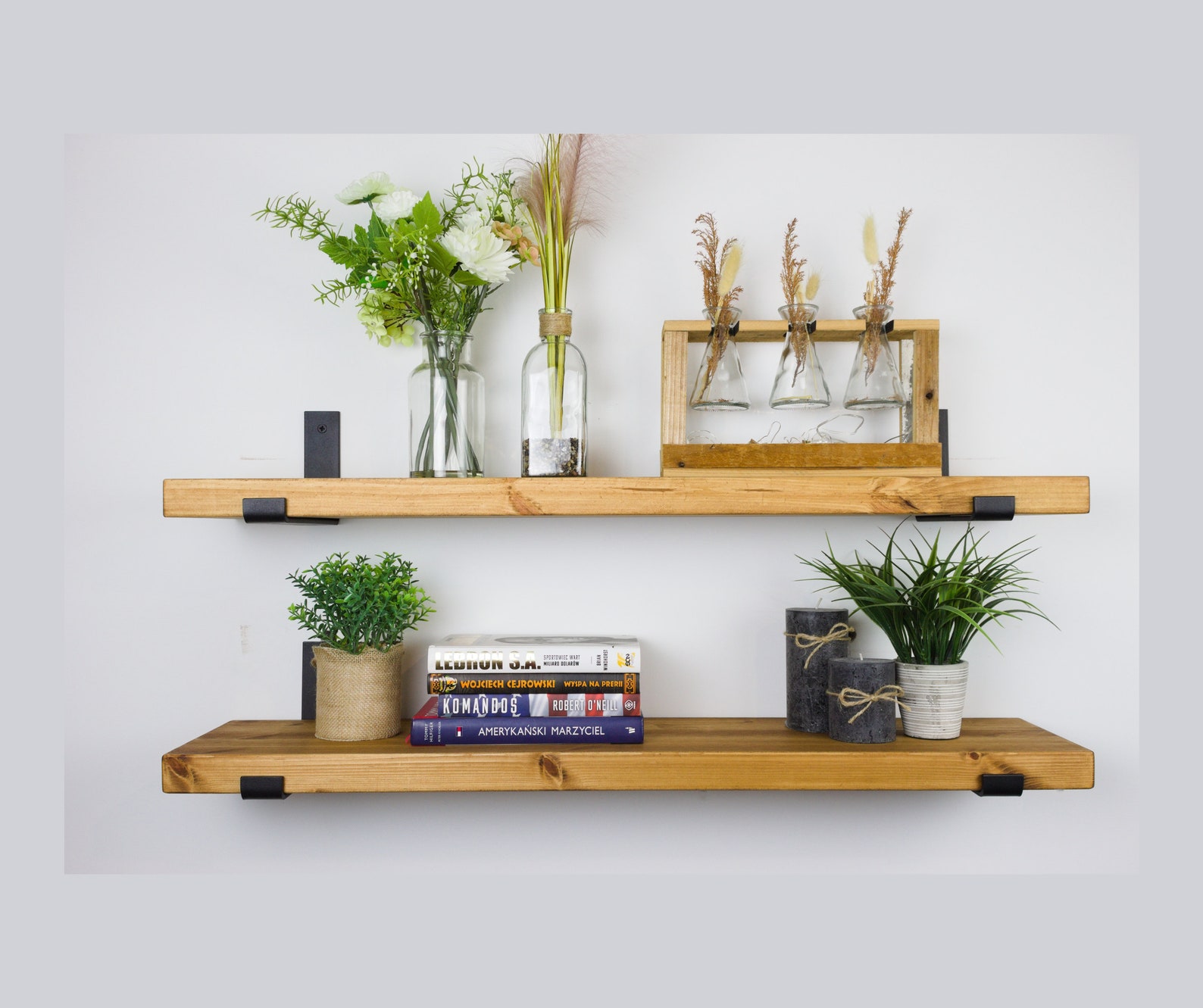 RUSTIC WOOD SHELF, Single Wall Shelf, Loft, Boho, Vintage, Industrial ...