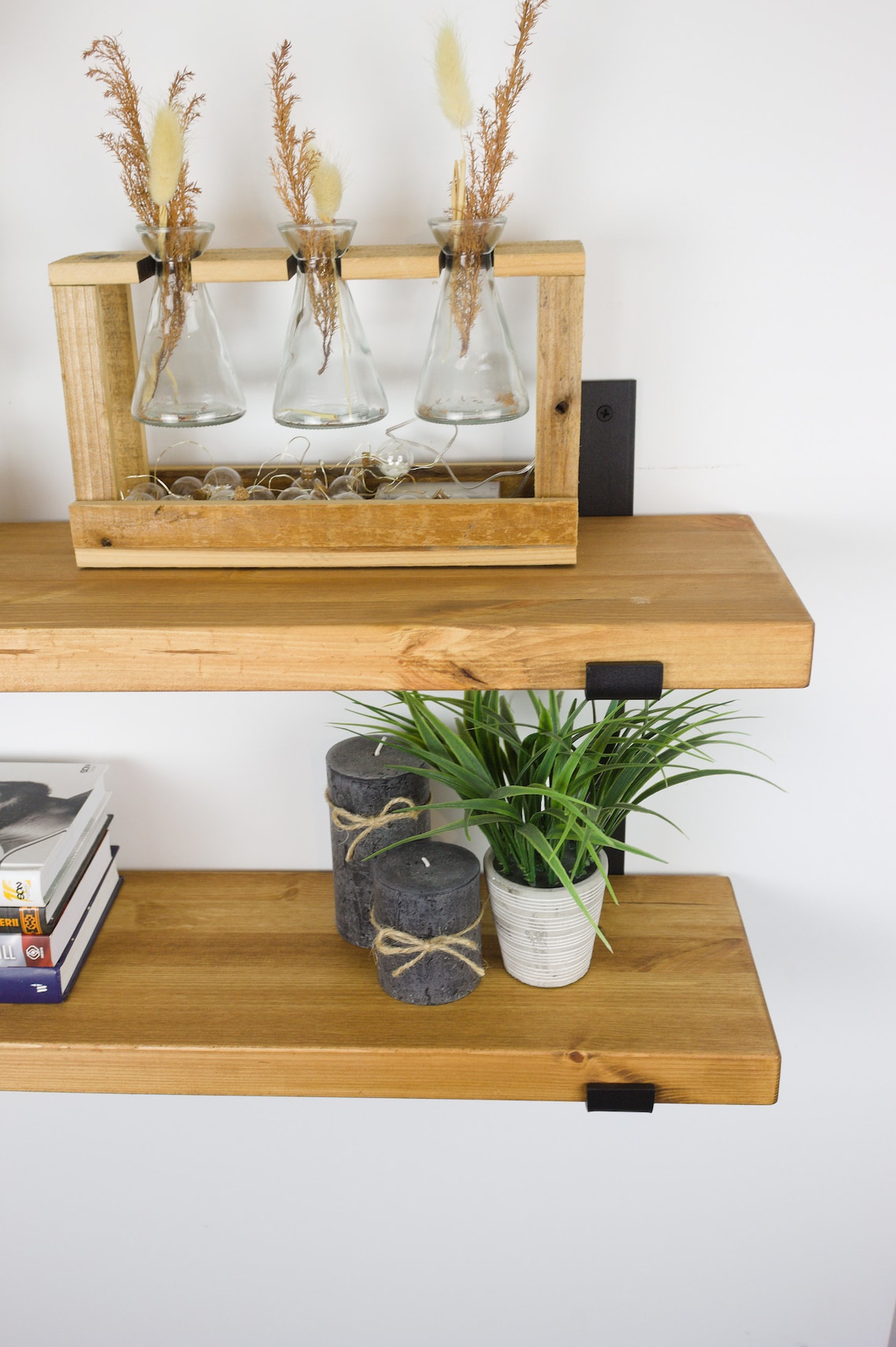 RUSTIC WOOD SHELF, Single Wall Shelf, Loft, Boho, Vintage, Industrial ...