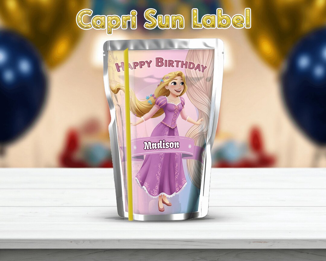 Rapunzel Birthday Juice Pouch Label Caprisun for Rapunzel Birthday ...