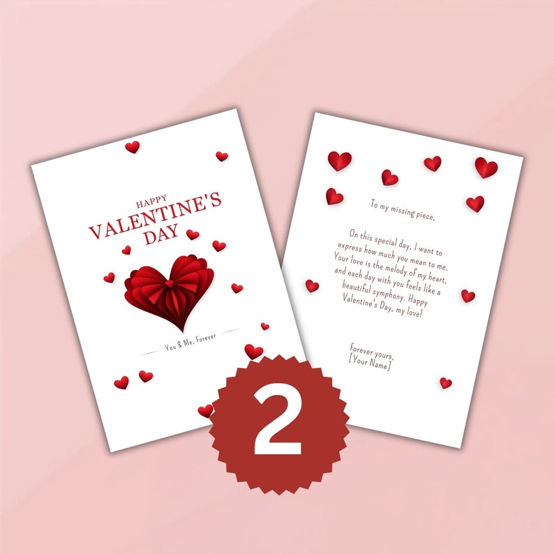 Valentine's Love Letter Card Printable Romantic Greeting Instant ...