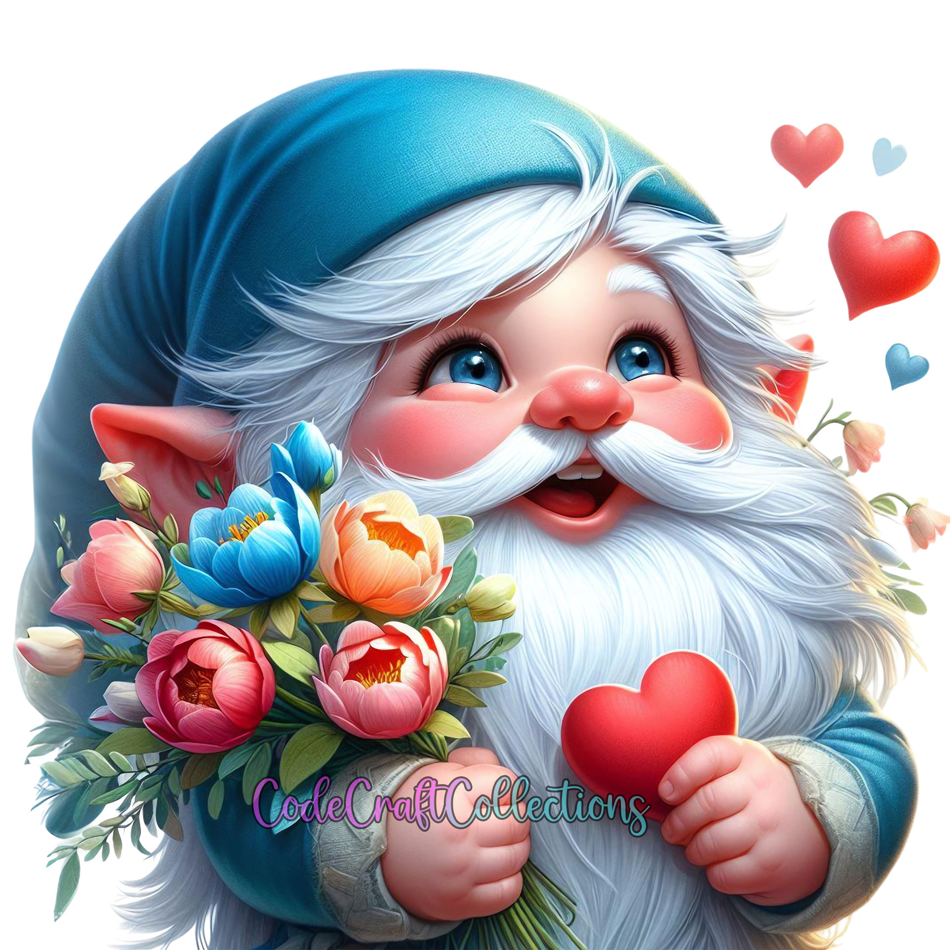 Valentine Gnomes With Flowers Clipart Bundle Set of 12 JPG ...