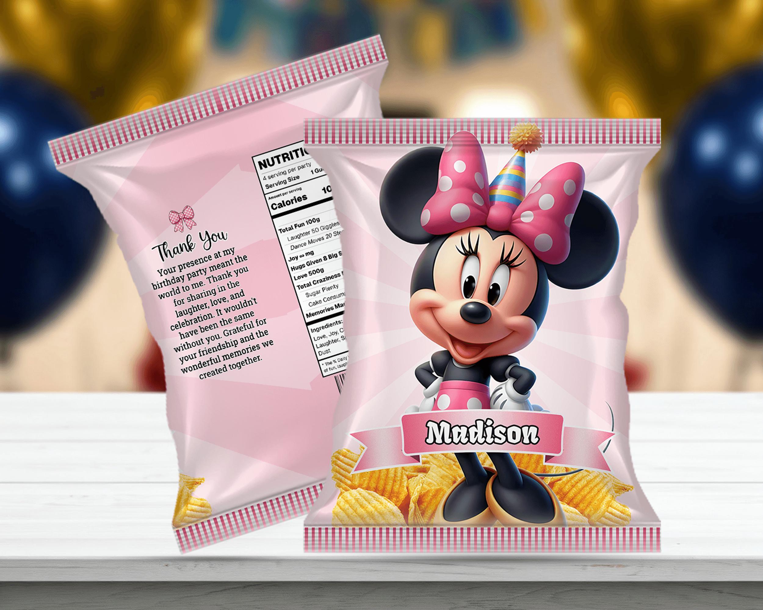 Minnie Mouse Chip Bag Template: Birthday Party Favors (digital Download ...