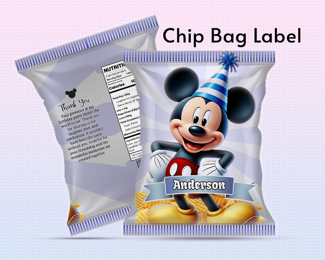 Mickey Mouse Chip Bag, Mickey Mouse Chip Bag Template for Minnie ...