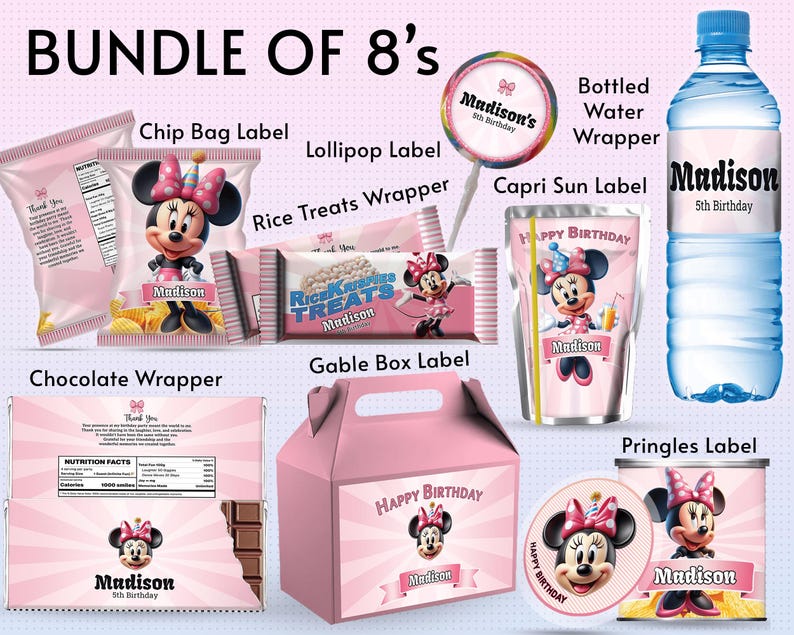 Minnie Mouse Birthday Party Favors Bundle (digital Download) - Etsy