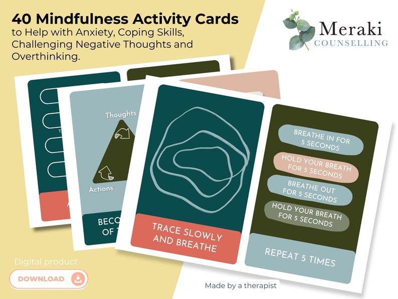 Mindfulness Activity Cards for Anxiety Coping Skills Flashcards for ...