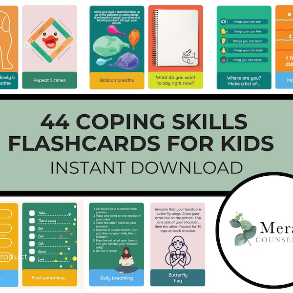 Coping Skills Flashcards for Kids Cards for Coping Techniques In - Etsy
