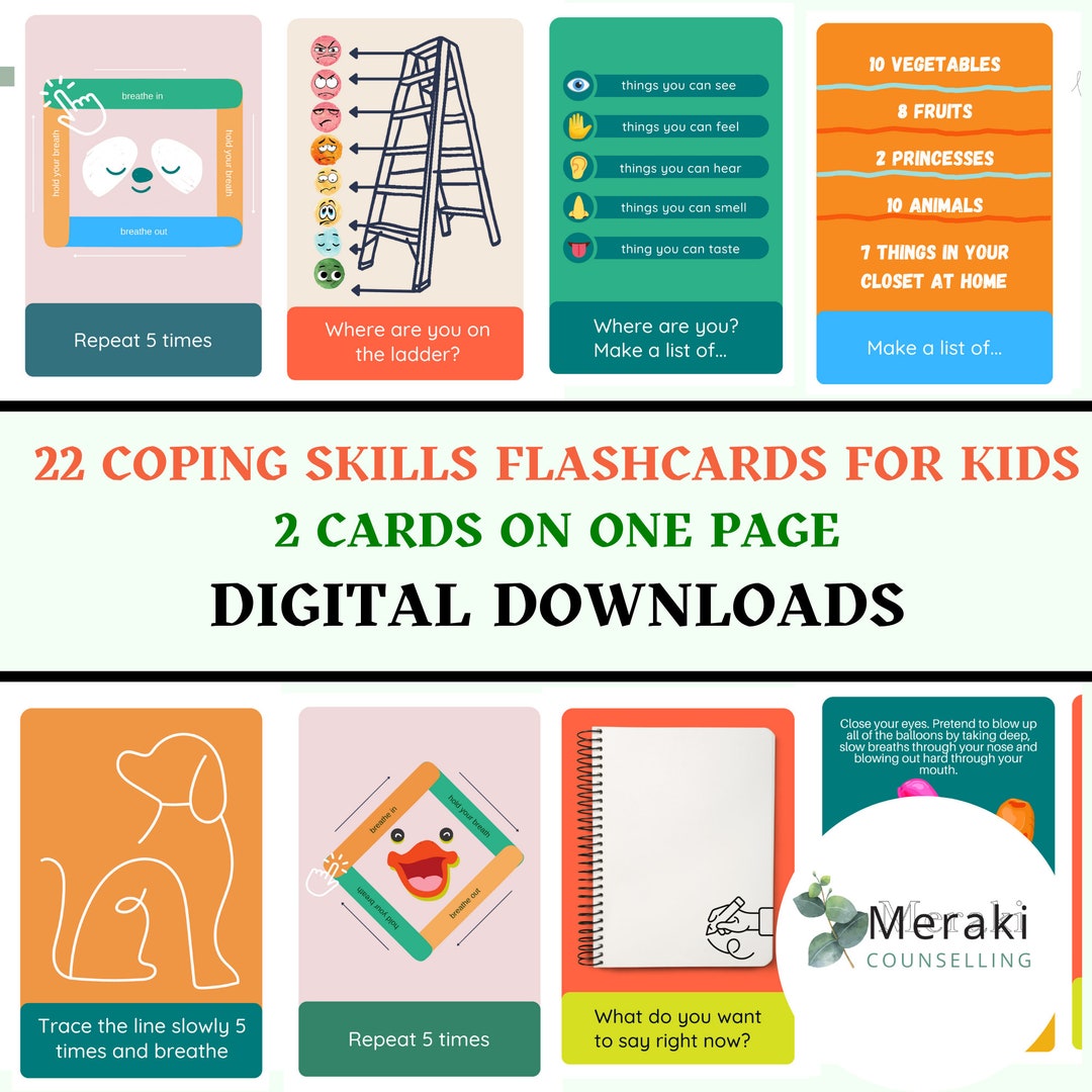 Coping Skills Flashcards for Kids - Etsy