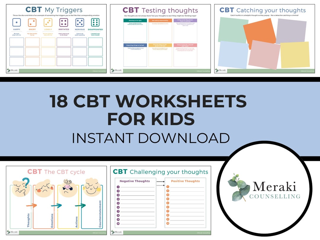 Kids CBT Worksheets Cognitive Distortions Thinking Traps Sheets ...