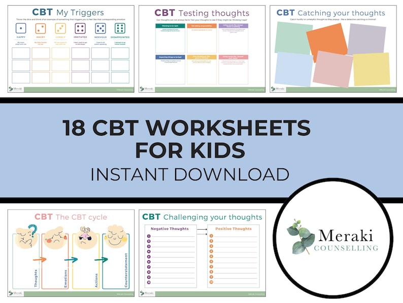 Kids CBT Worksheets Cognitive Distortions Thinking Traps Sheets ...