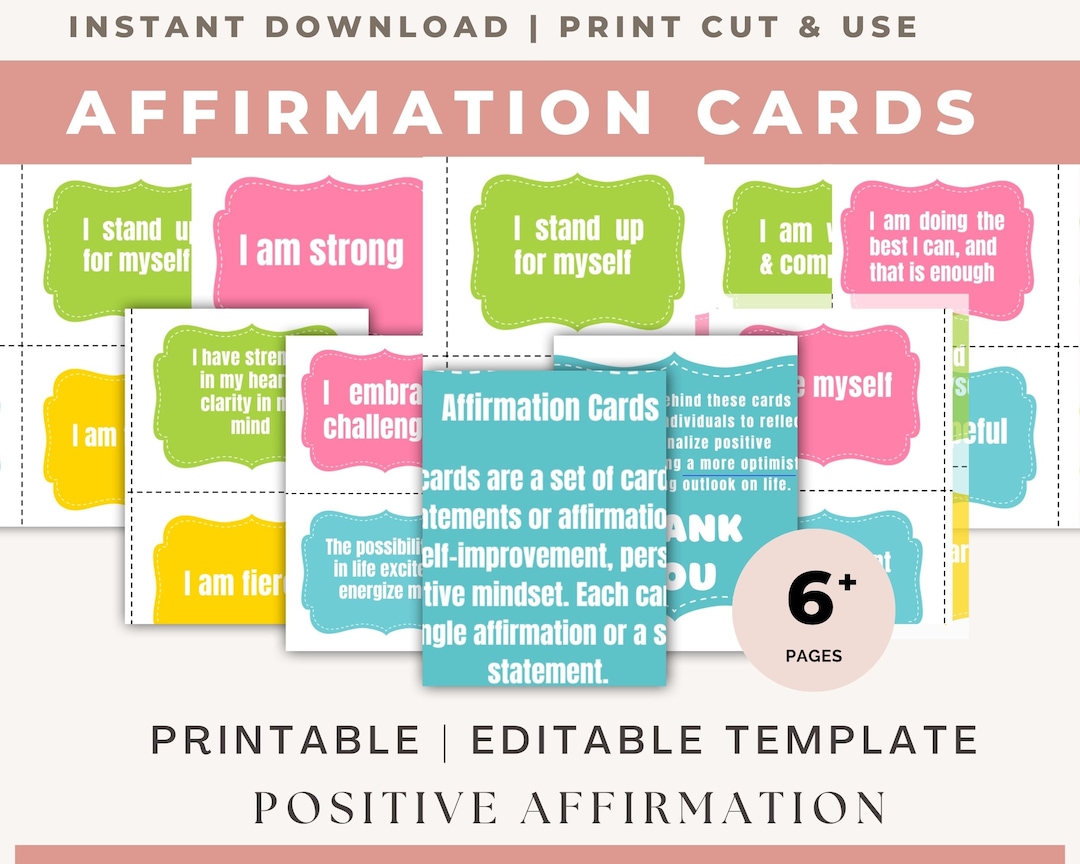 Positive Affirmation Cards Self Care Saying Positive Saying - Etsy