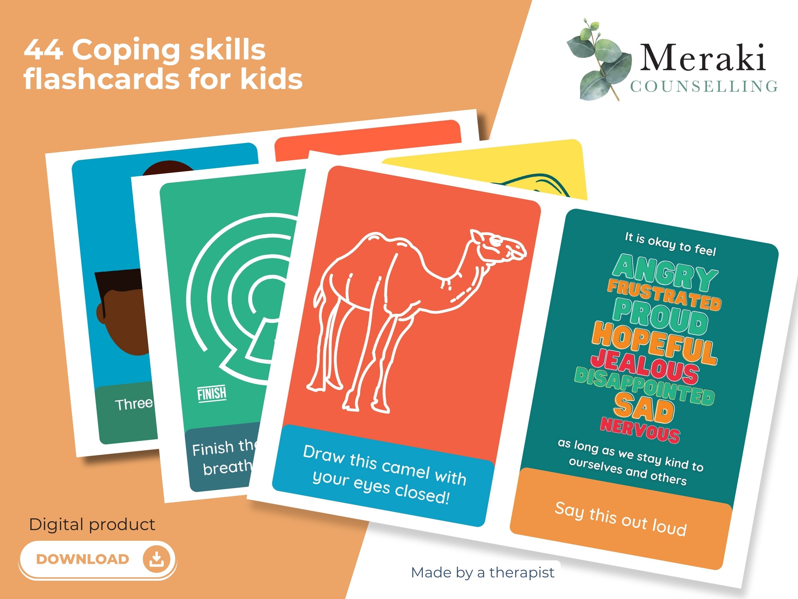 Coping Skills Flashcards for Kids Cards for Coping Techniques in ...