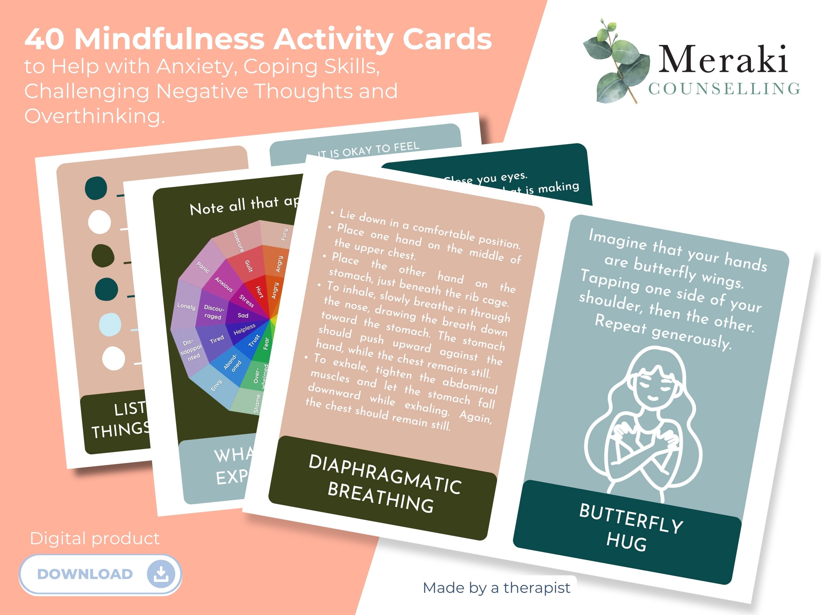 Mindfulness Activity Cards for Anxiety Coping Skills Flashcards for ...