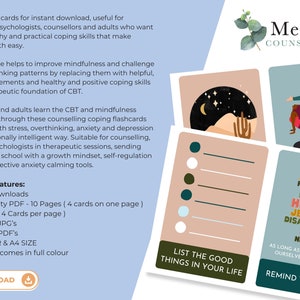 Mindfulness Activity Cards for Anxiety Coping Skills Flashcards for ...