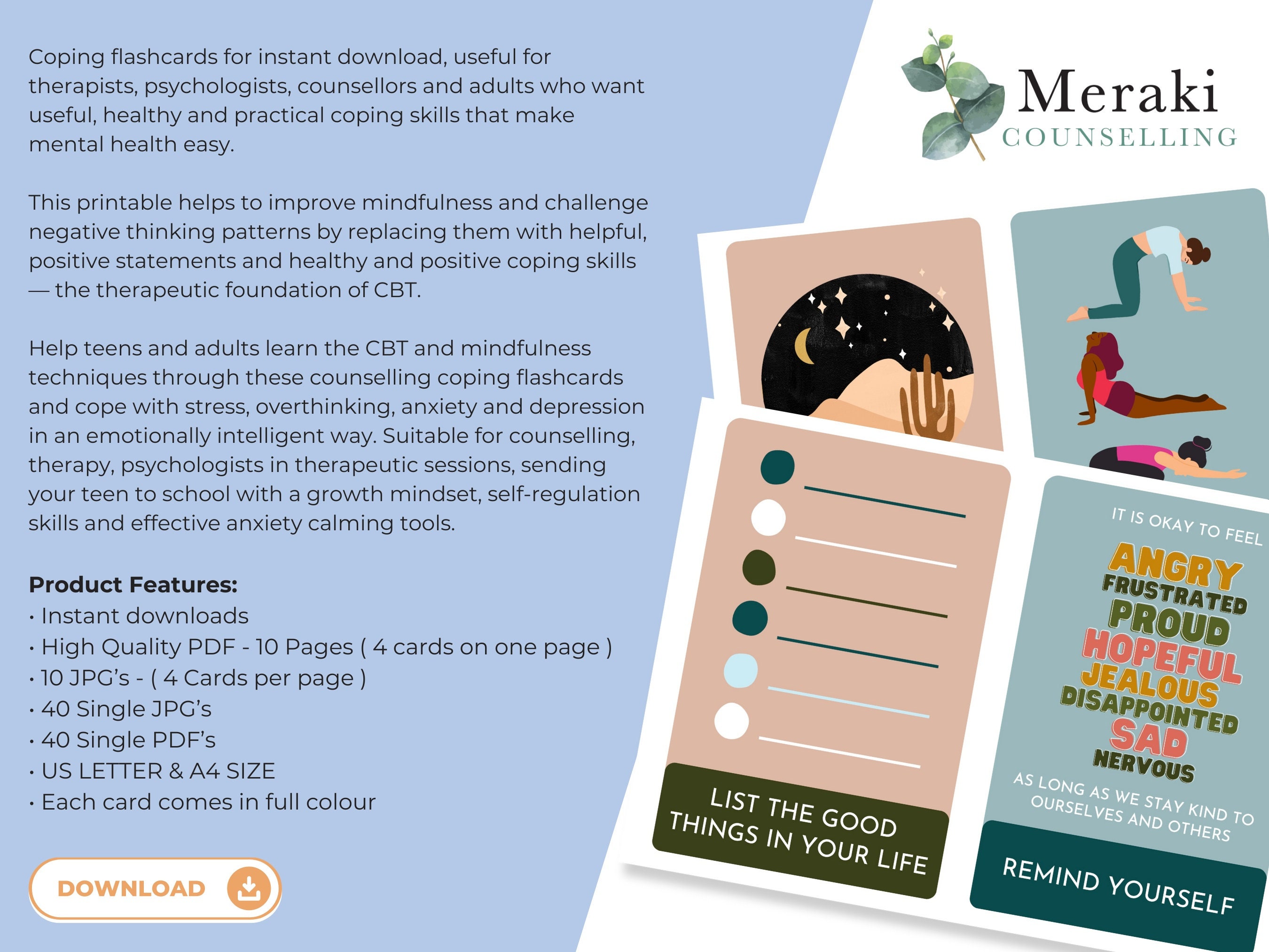 Mindfulness Activity Cards for Anxiety Coping Skills Flashcards for ...