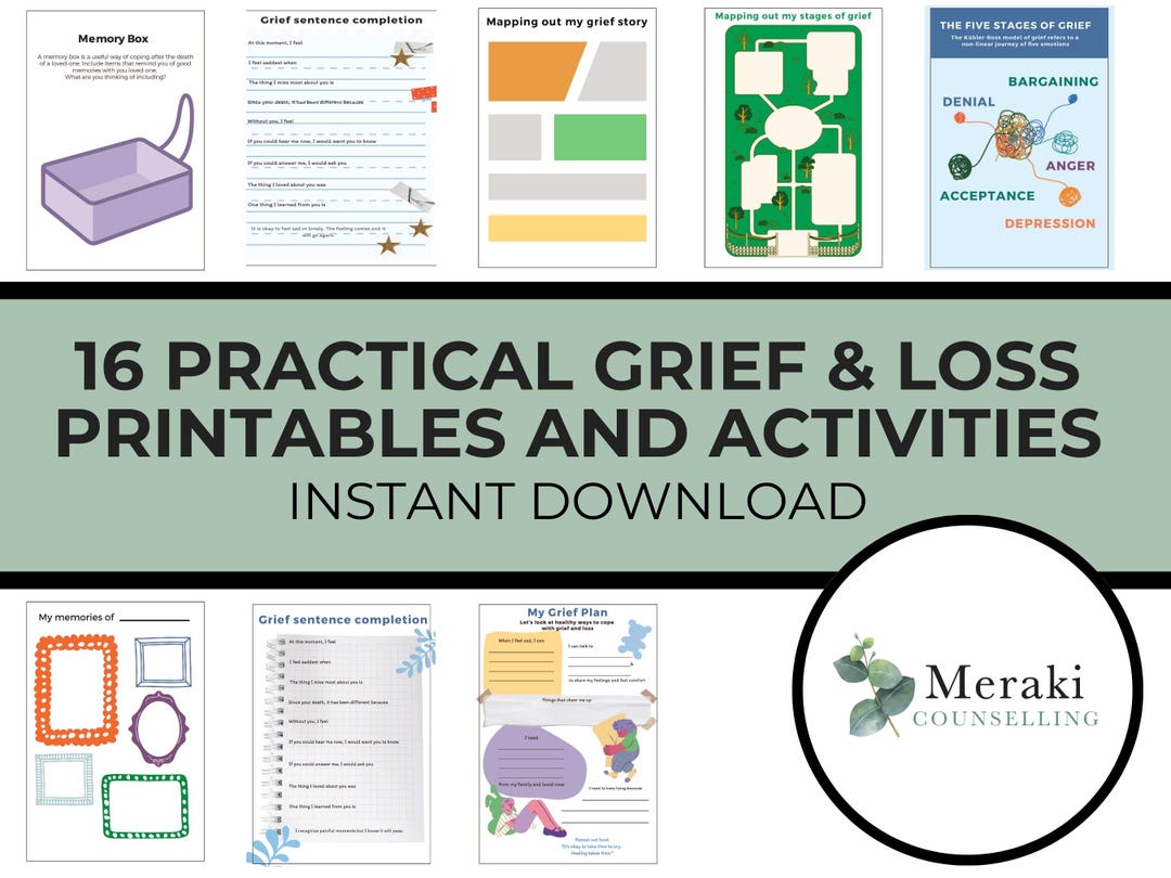 Grief Worksheets, Activities and Growth Mindset Grief Posters to Help ...