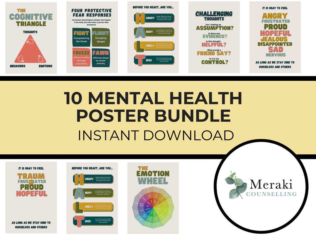 Mental Health Poster Bundle Therapy Tools for the Wall Decoration for ...