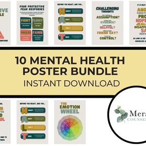 Mental Health Poster Bundle Therapy Tools for the Wall Decoration for ...