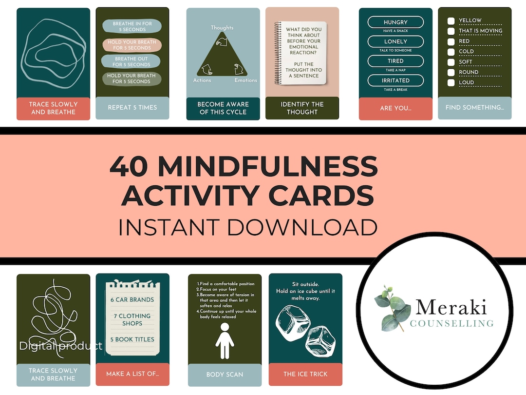 Mindfulness Activity Cards for Anxiety Coping Skills Flashcards for ...