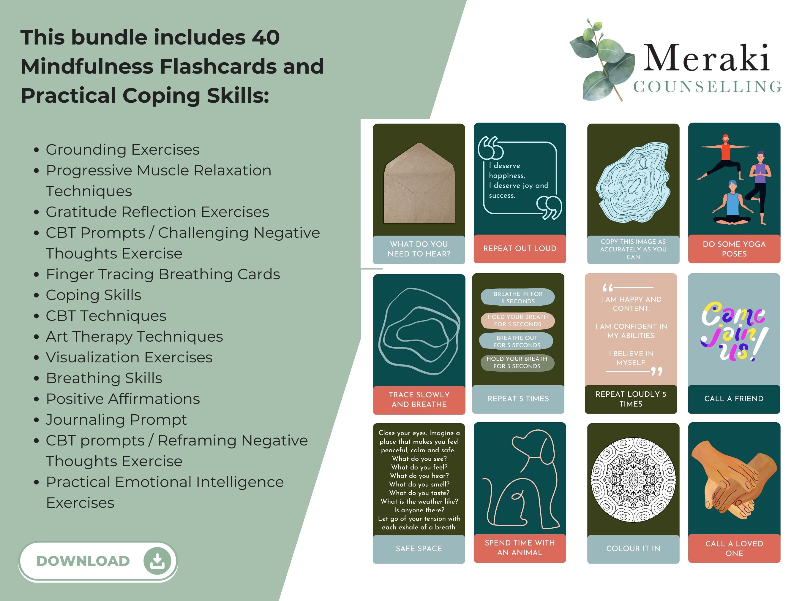 Mindfulness Activity Cards for Anxiety Coping Skills Flashcards for ...