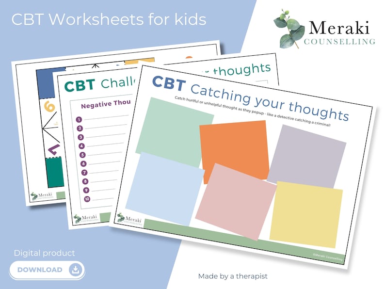 Kids CBT Worksheets Cognitive Distortions Thinking Traps Sheets ...