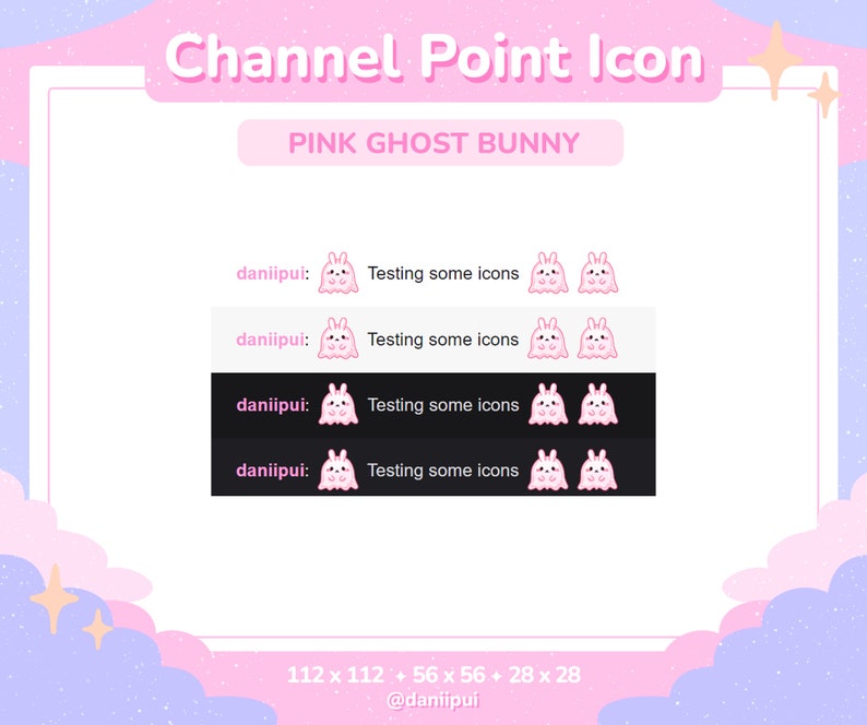 Pink Ghost Bunny Cute for Twitch Twitch Channel Point Icon Twitch ...