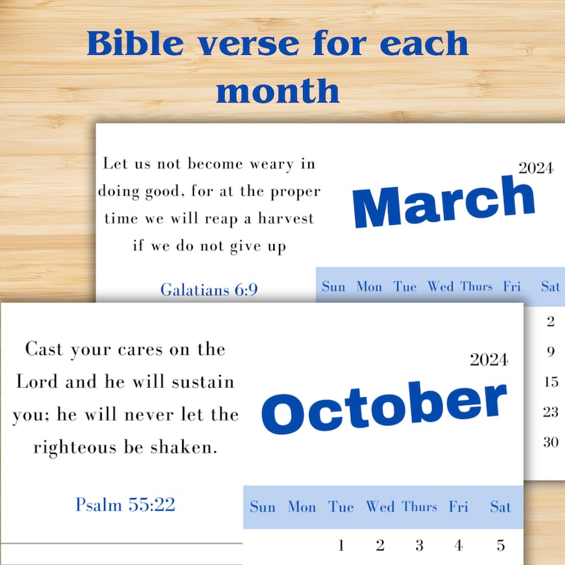 Bible Verses Cards Calendar 2024, 3 X 4in Monthly Scripture Printable ...