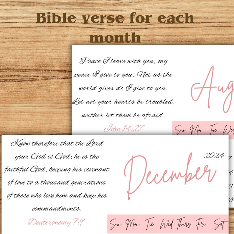 Bible Verses Cards Calendar 2024, 3 X 4in Monthly Scripture Printable ...