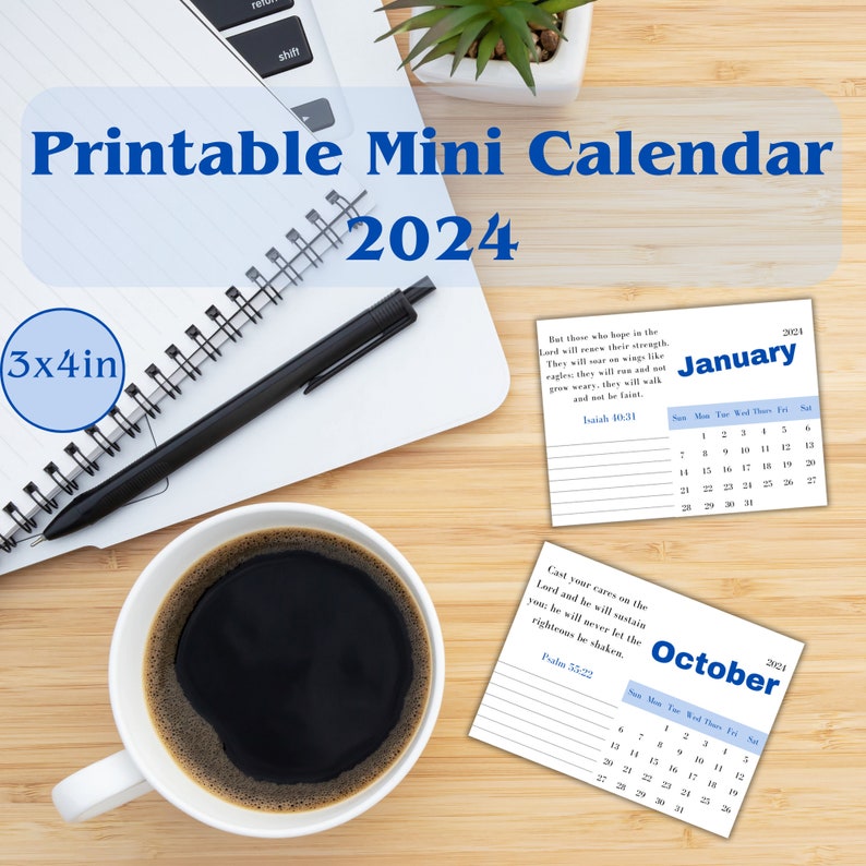 Bible Verses Cards Calendar 2024, 3 X 4in Monthly Scripture Printable ...
