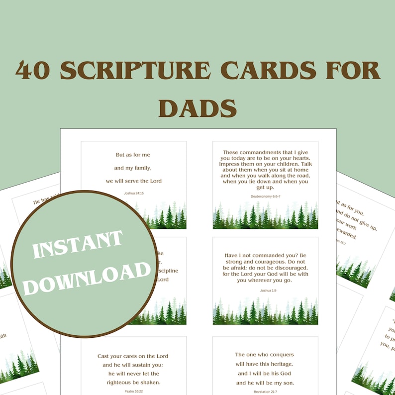 40 Bible Verse Cards for Dads, Printable Download, Motivational ...