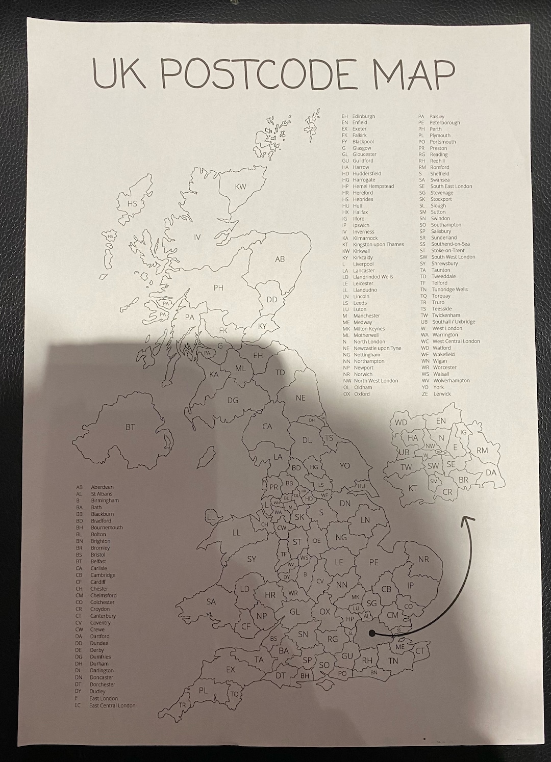 A4 Laminated Postcode Map - Etsy UK