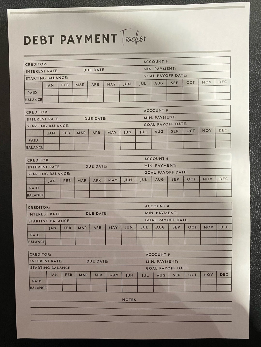 A4 Laminated Debt Payment Tracker - Etsy
