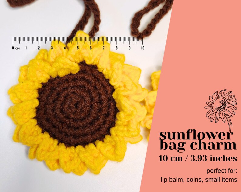 Custom Crochet Bag, Small Handmade Sunflower Accessories Bag ...