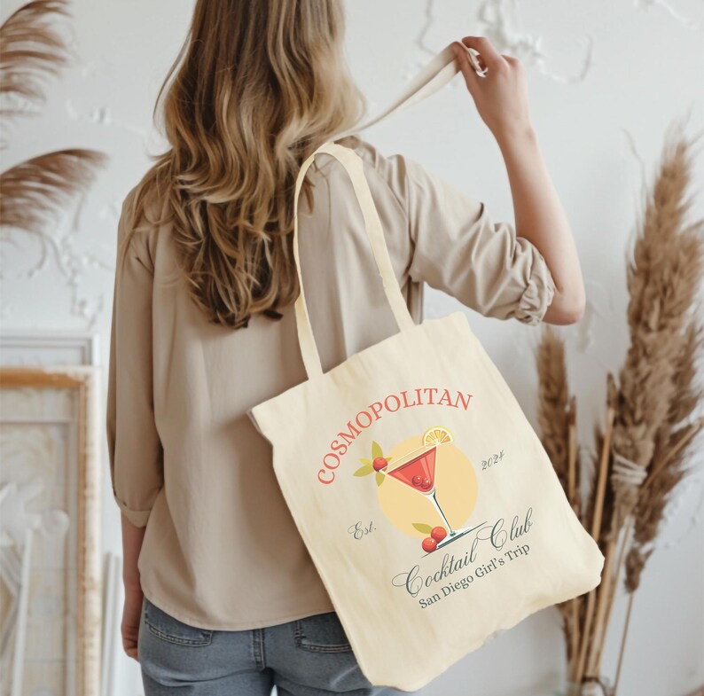 Personalized Cocktail Club Cosmo Drink Bachelorette Party Tote Bag ...
