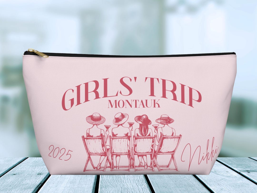 Personalized Girls Trip Destination Bag Social Club Toiletry Bag Padded ...
