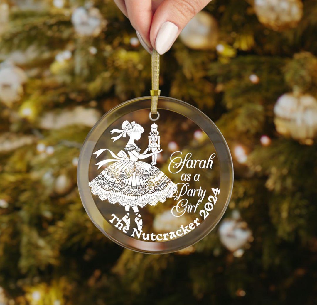 Personalized Nutcracker Party Girl Glass Christmas Ornament, Nutcracker ...