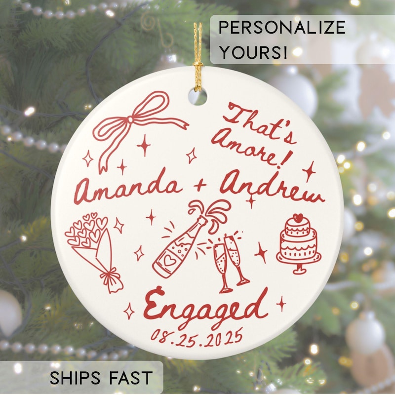 Engaged Theme Ornament - Etsy