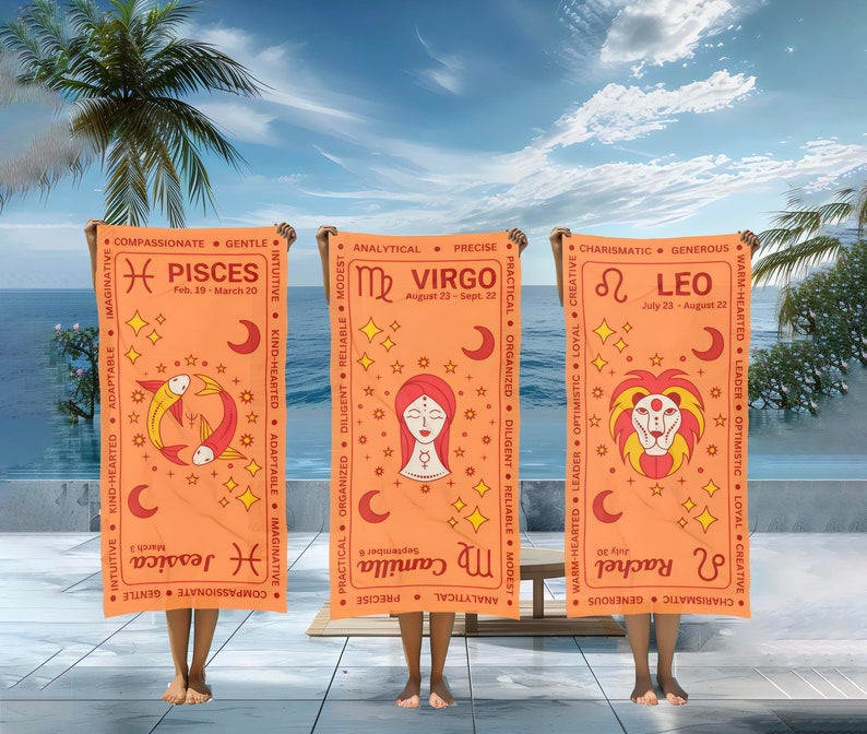 Astrology Beach Custom Towel Personalized Zodiac Sign Daughter Gift ...