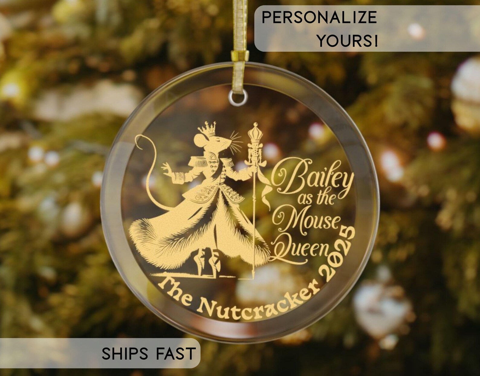 Mouse Queen Nutcracker Personalized Glass Christmas Ornament Nutcracker ...