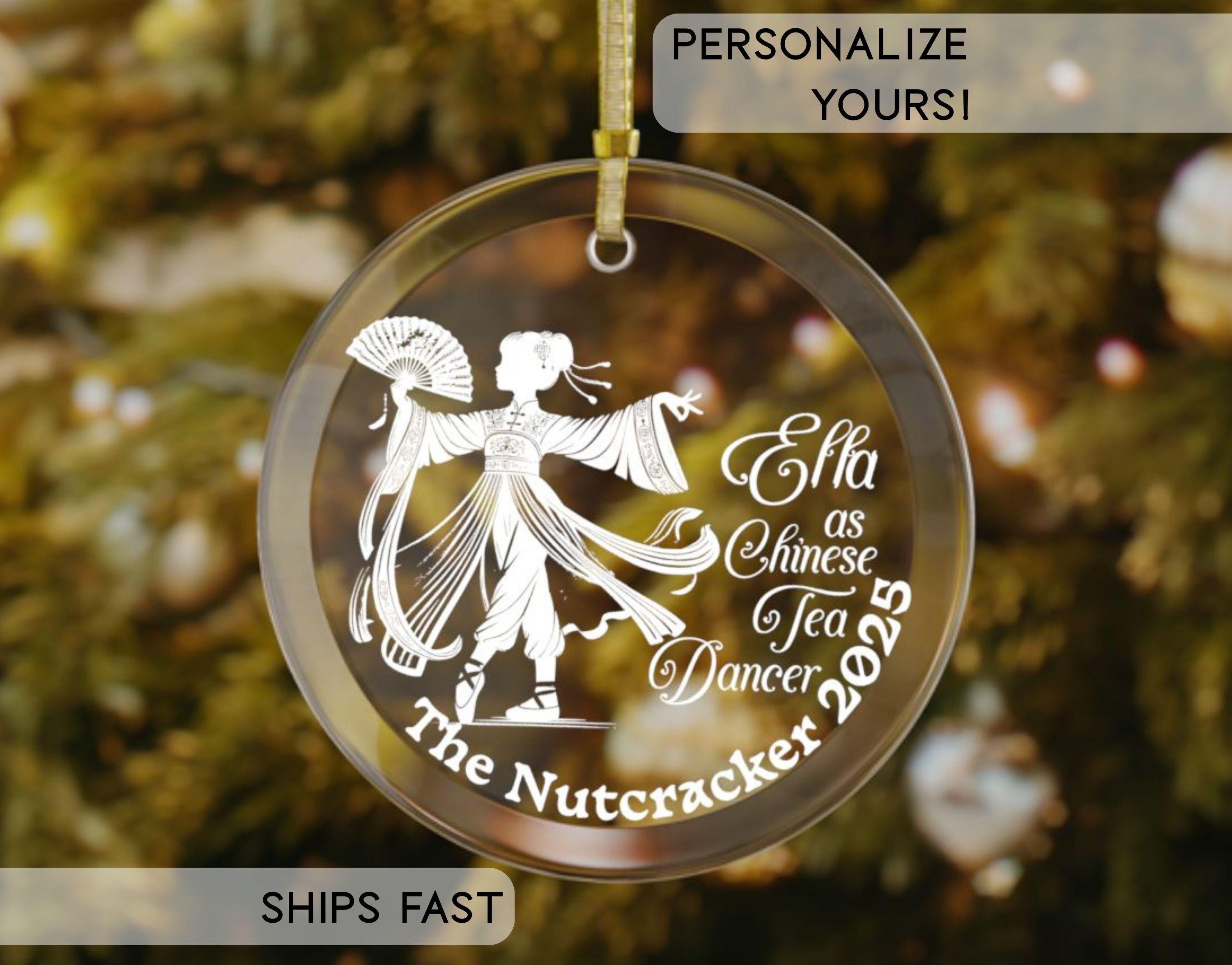 Personalized Chinese Tea Dancer Nutcracker Glass Christmas Ornament ...