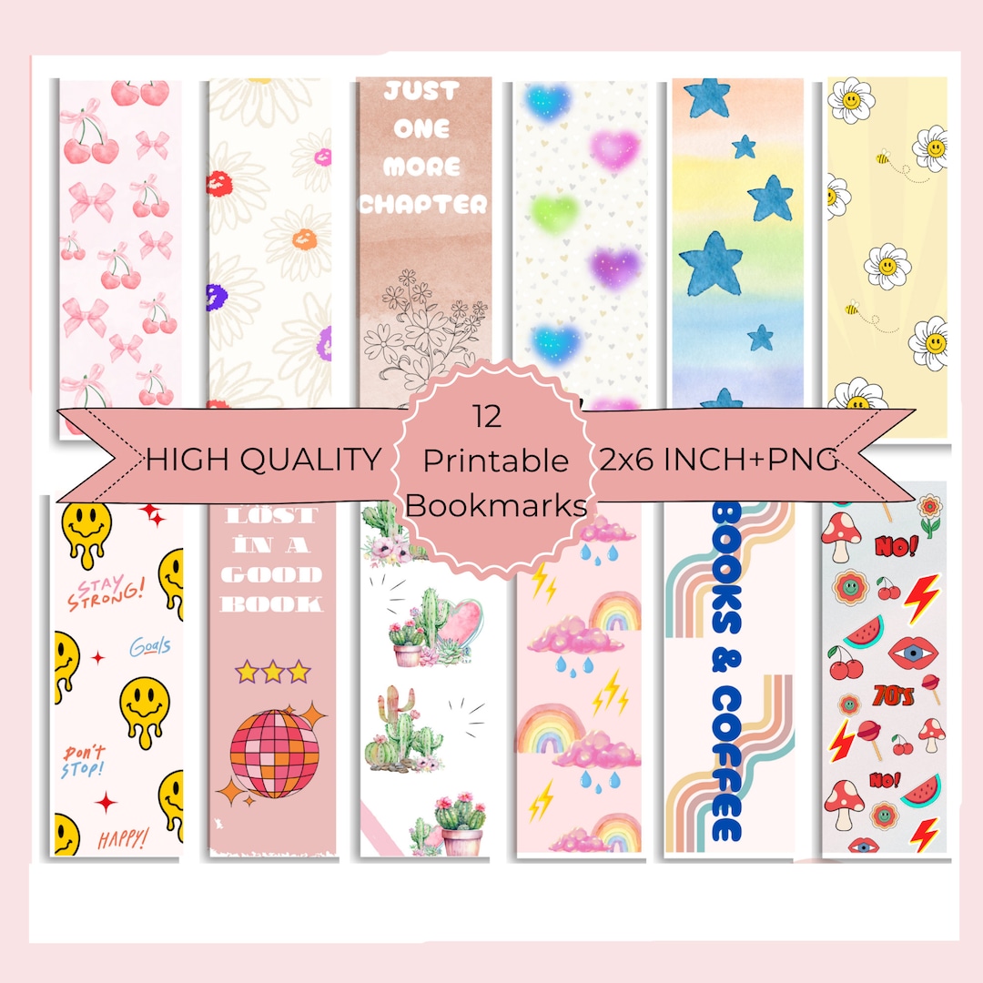 Bookmark Bundle, Printable Bookmark, Bookmark Template PNG, Book Lovers ...