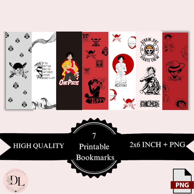One Piece Bookmark Set, Anime Bookmark, Manga Printable Bookmarks ...