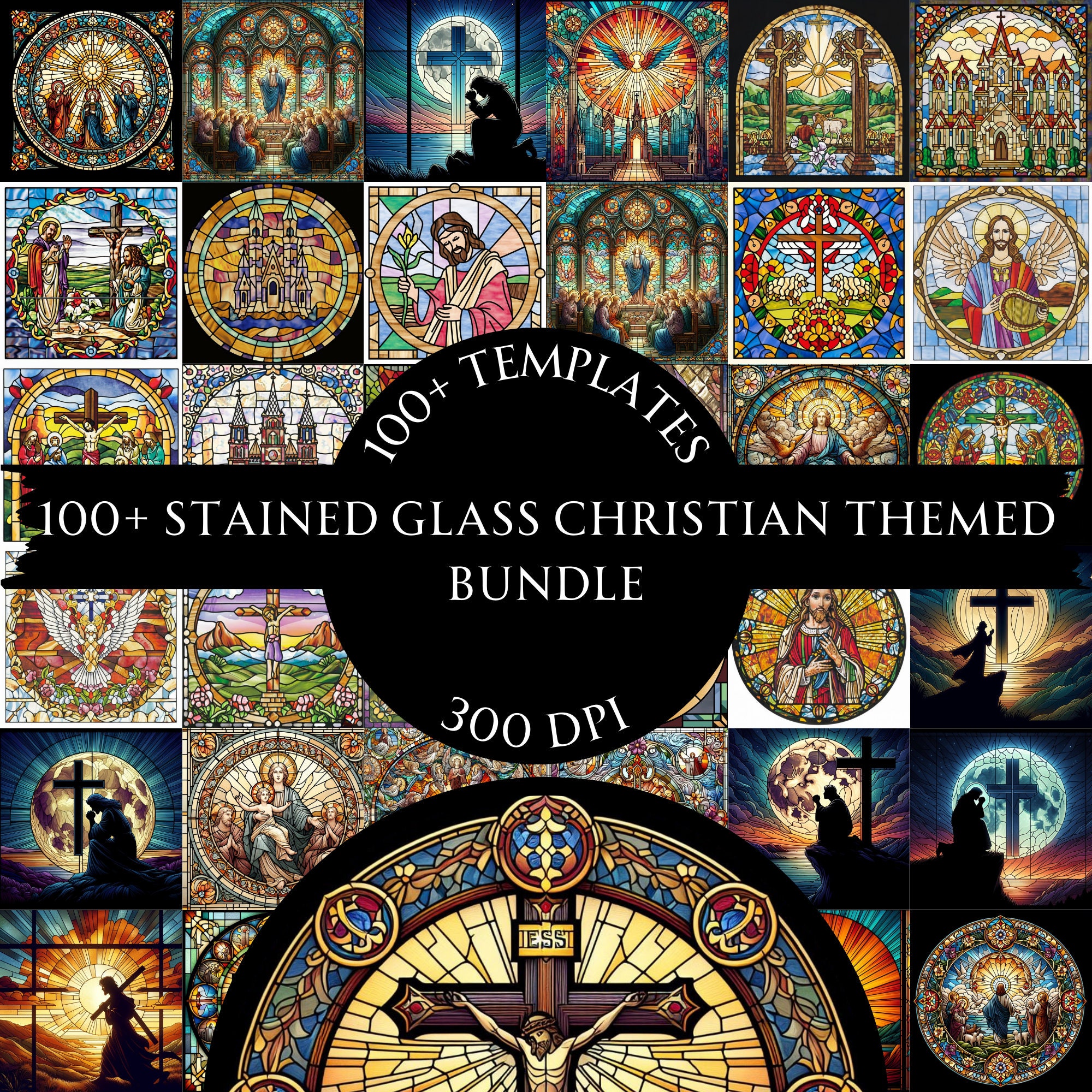 Christian Stained Glass Bundle, Christmas Ornaments, Colorful Cristian ...